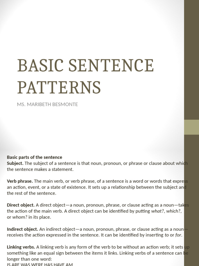 Week 2 Basic Sentence Patterns 4 | PDF
