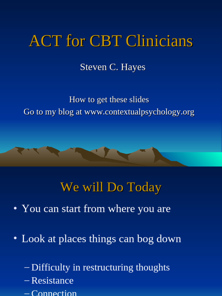 ACT For CBT Clinicians Workshop | PDF
