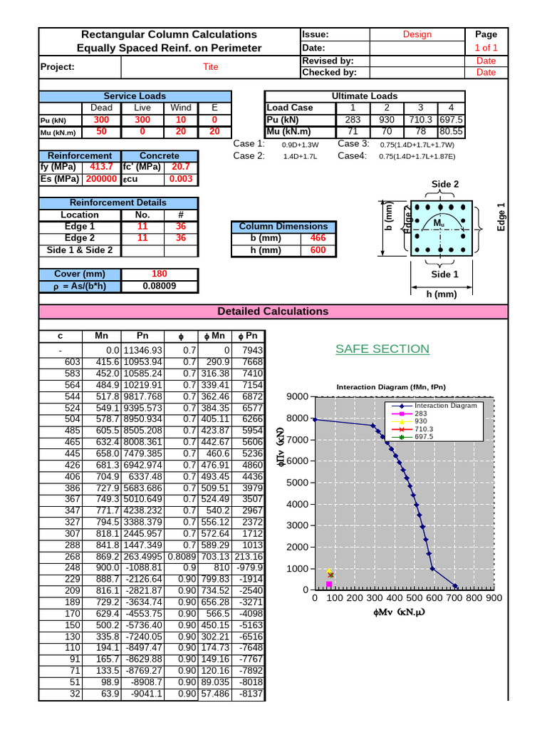 Rectangular Column Calculations | PDF