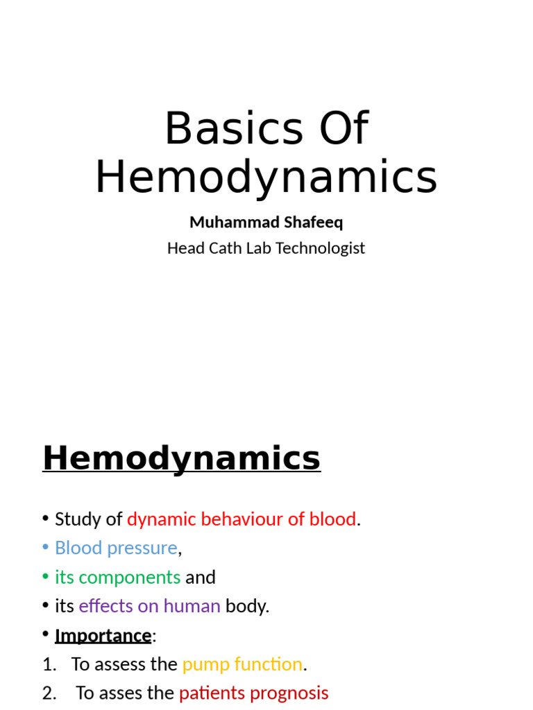 Lec 1 Basics of Hemodynamics | PDF