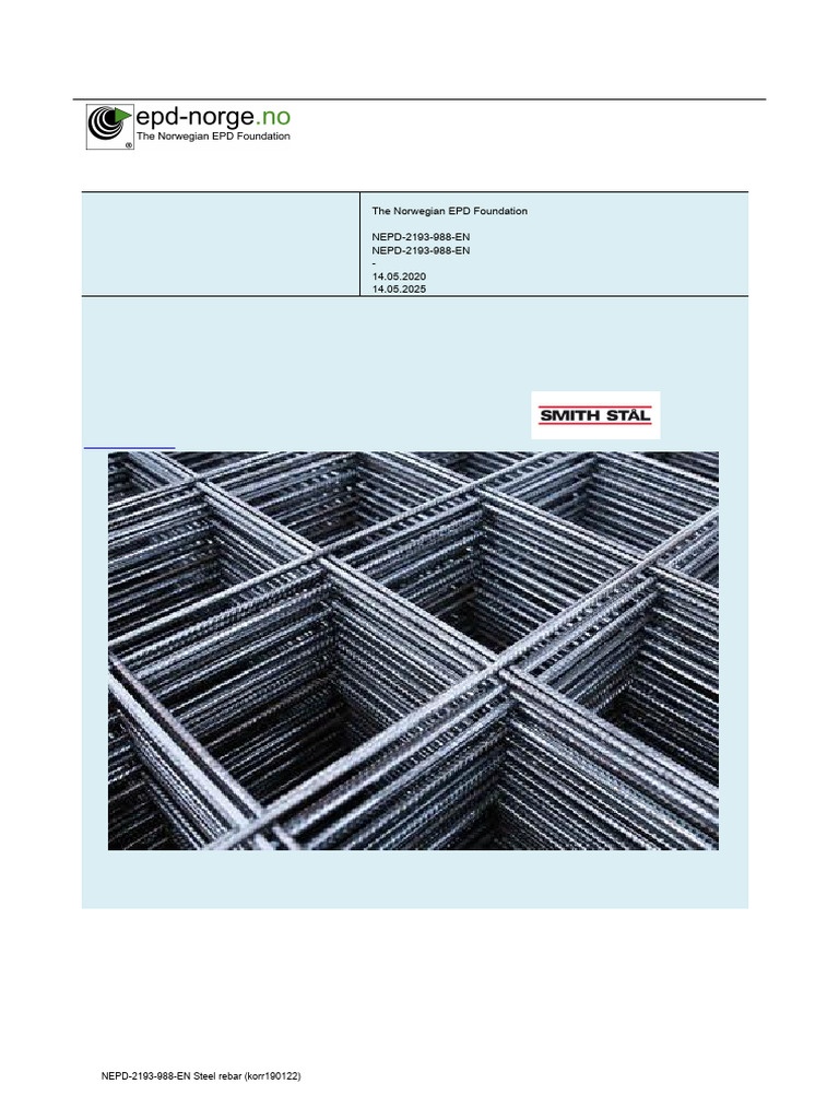 NEPD 2193 988 - Steel Rebar | PDF