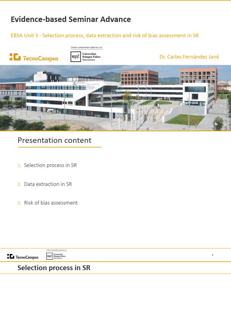 EBSA Unit 3 - Selection Process, Data Extraction and Risk of Bias ...