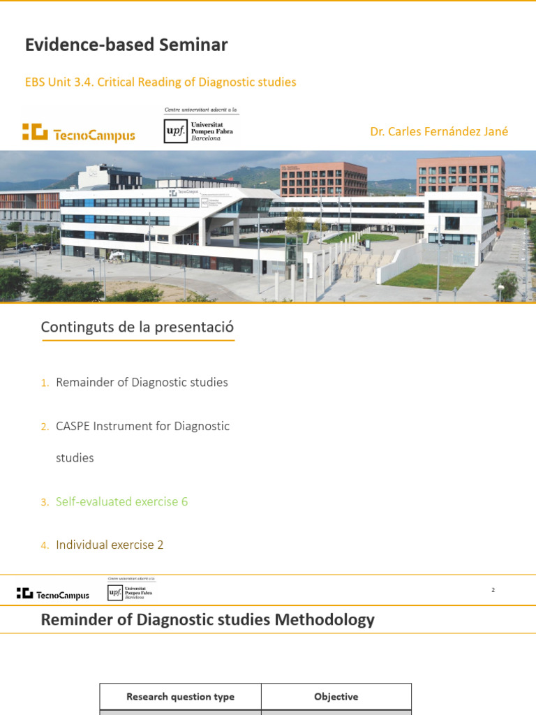 EBS Unit 3.4. Critical Reading of Diagnostic Studies | PDF
