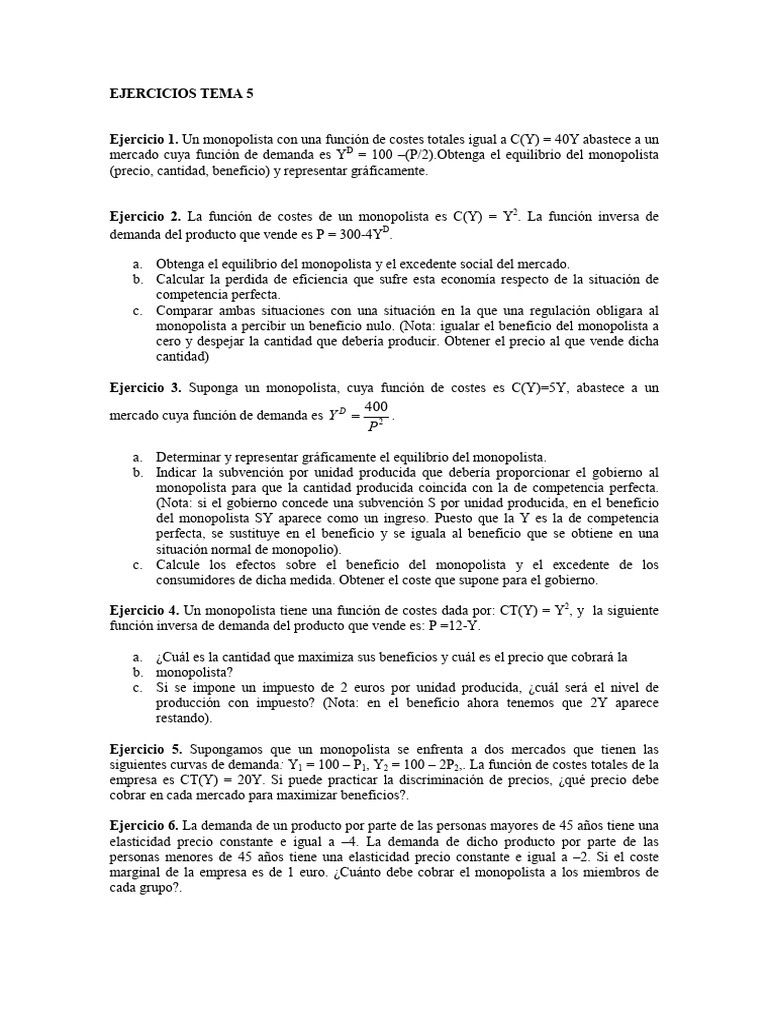 Ejercicios Tema 5 | PDF