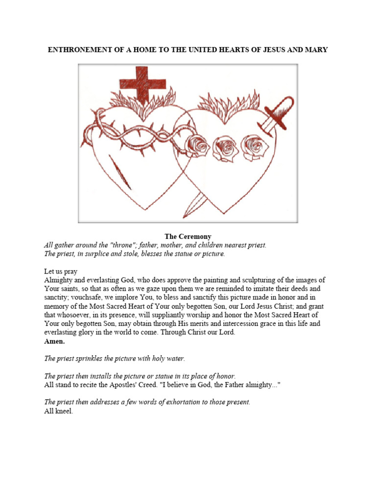 Enthronement of A Home To The United Hearts of Jesus and Mary PDF | PDF