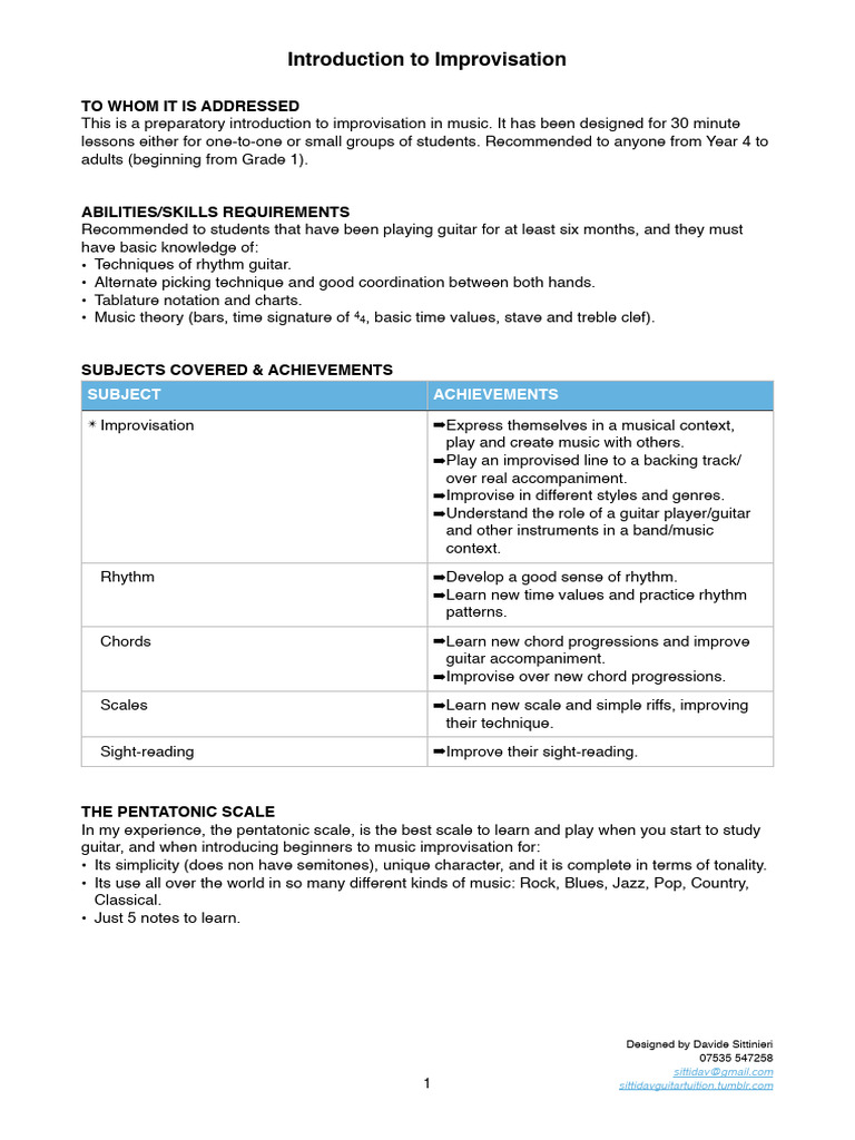 Introduction to Improvisation | PDF