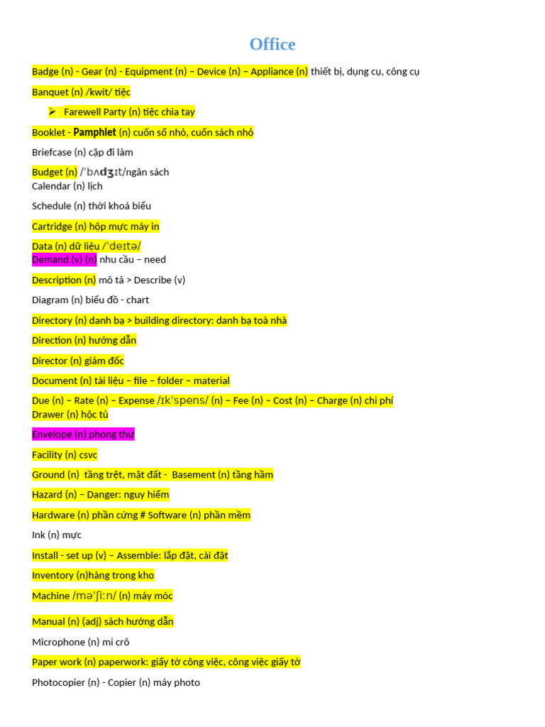 6 Vocab Office Noted | PDF