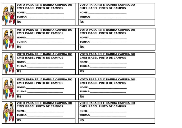 Voto para Rei e Rainha Caipira Do | PDF
