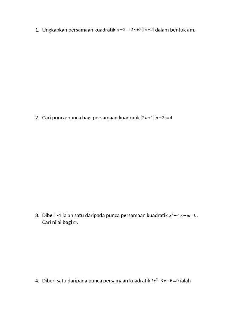 Persamaan Kuadratik Addmath | PDF