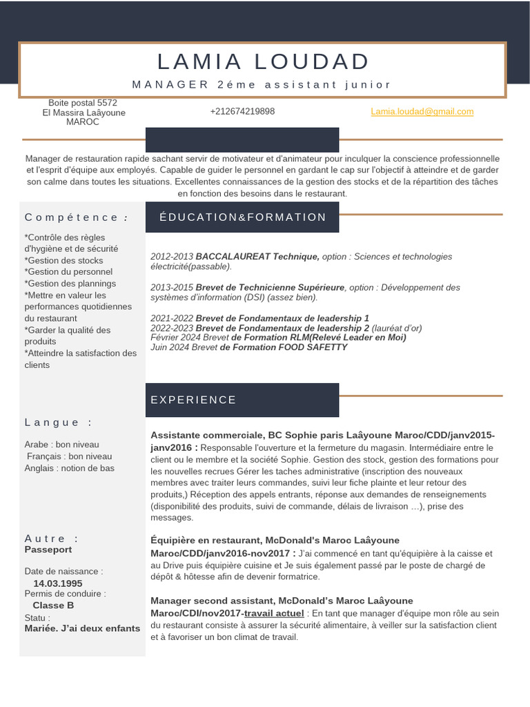 Cv Lamia Loudad | PDF