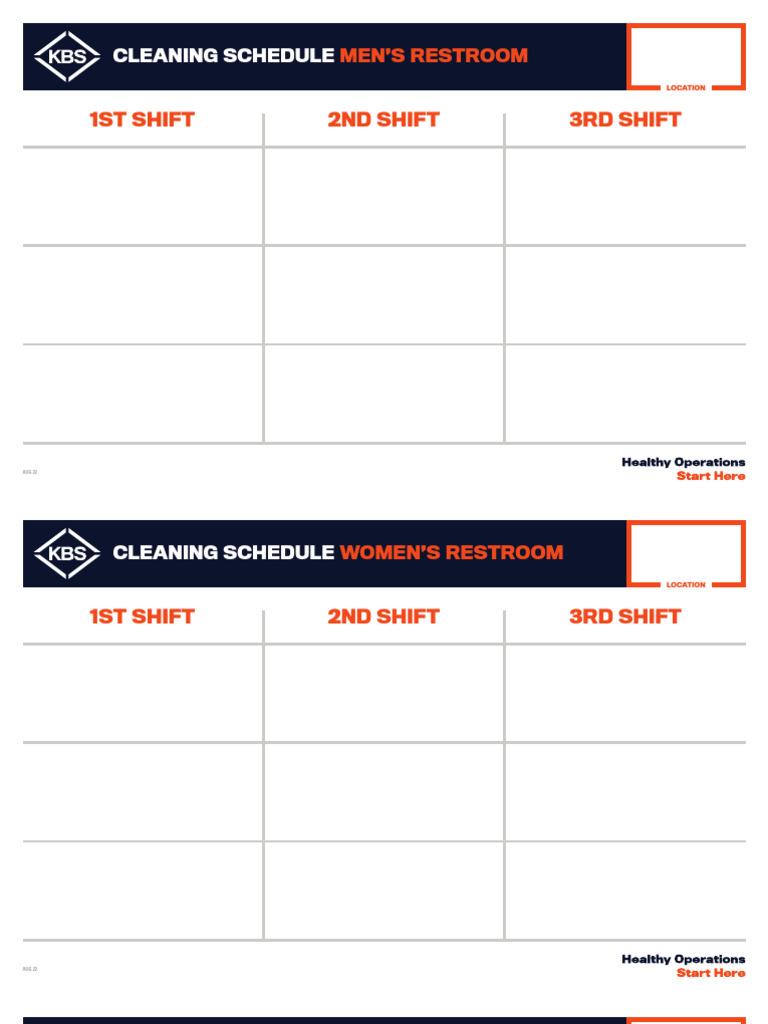 KBS 2022 Cleaning Schedule Sign AMZN v1r1 | PDF