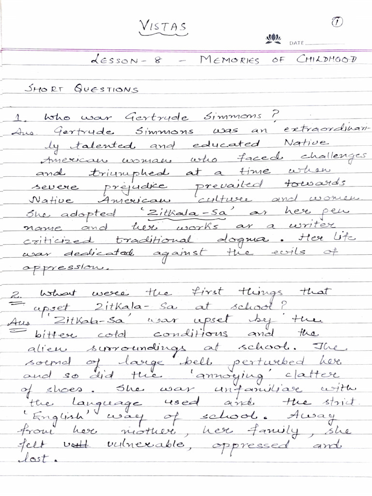Notes - Memories of Childhood | PDF
