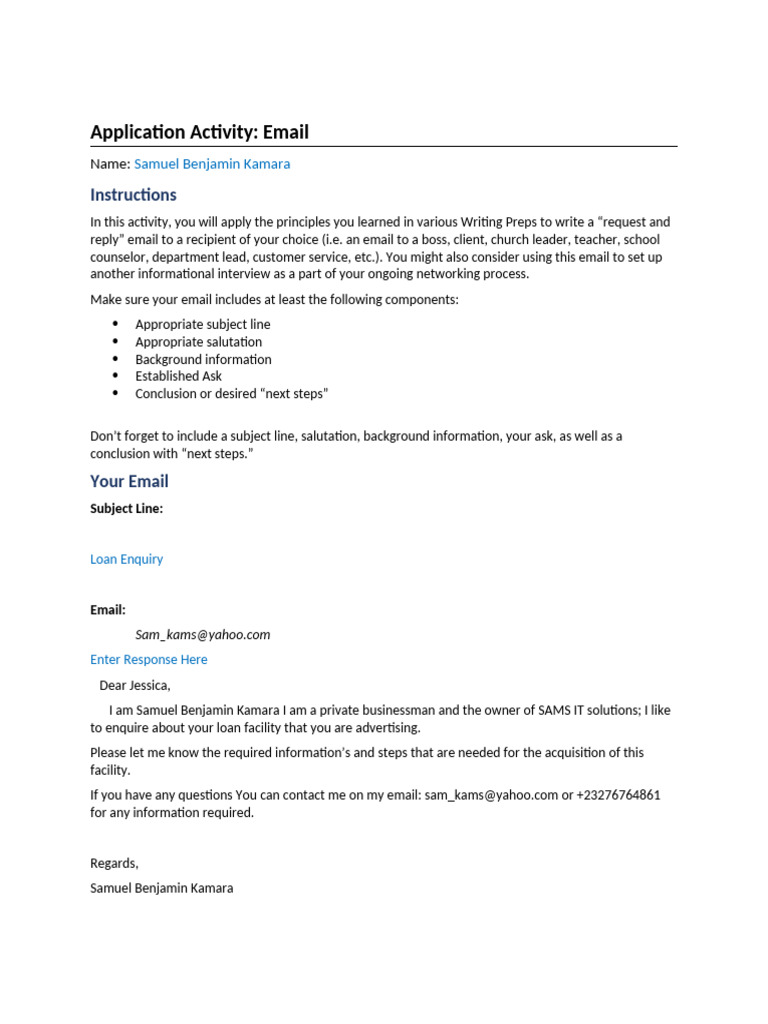 pc102 w06 Document Applicationactivity Emailtemplate | PDF