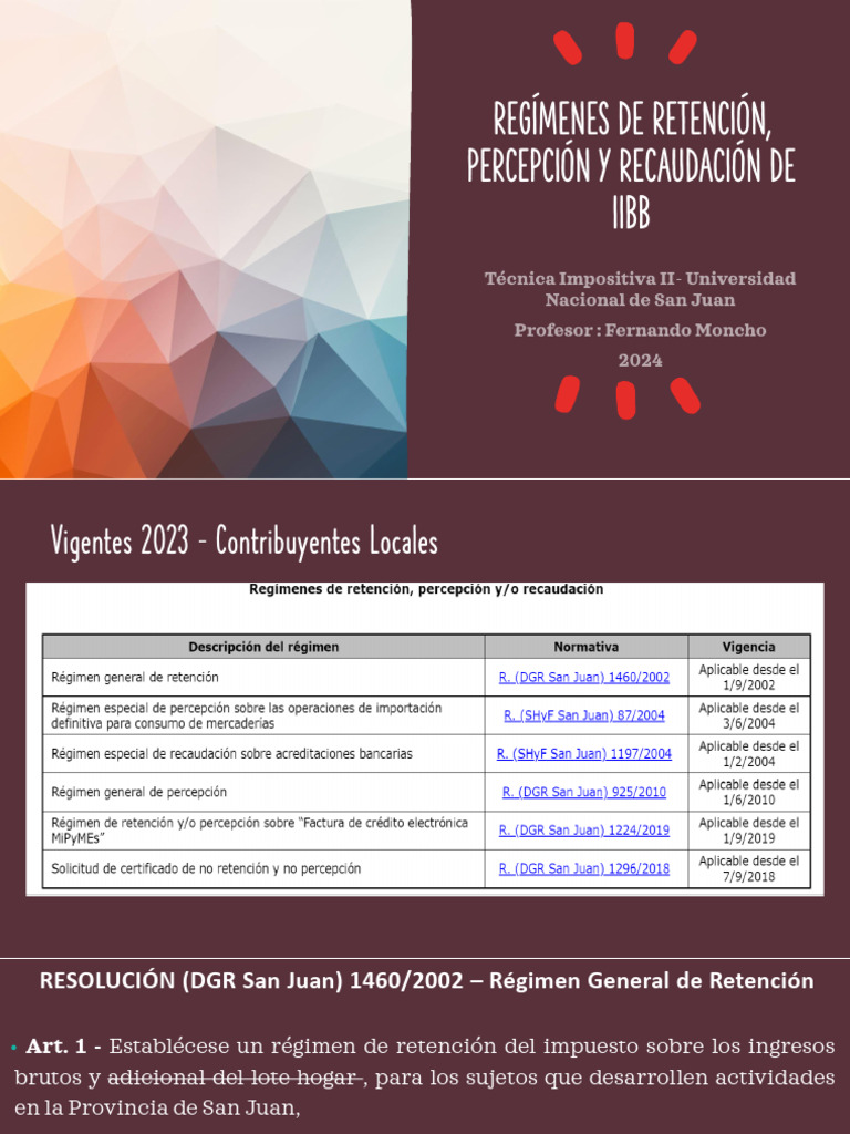 Clase Regimenes de Retención y Percepción de IIBB 2024 | PDF
