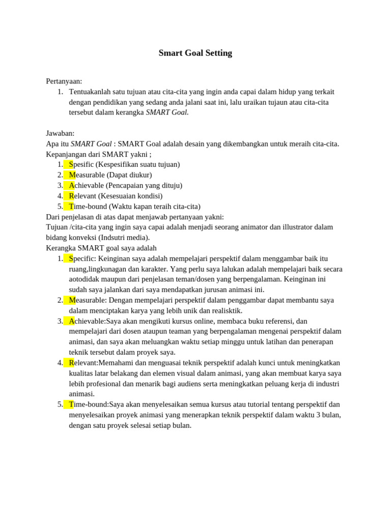 Smart Goal Setting | PDF