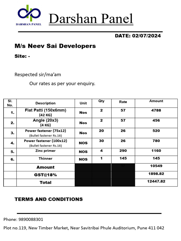 DP Quotation Hetansh Neev Sai 2 | PDF