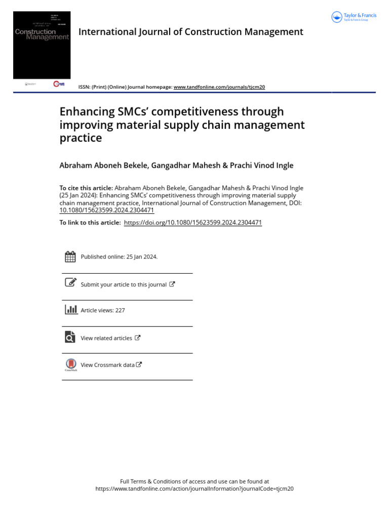 Enhancing SMCs Competitiveness Through Improving Material Supply Chain Management Practice | PDF