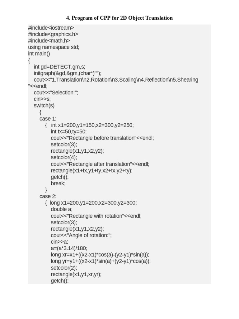 4 2D Object Translation NEW | PDF | Computer Programming