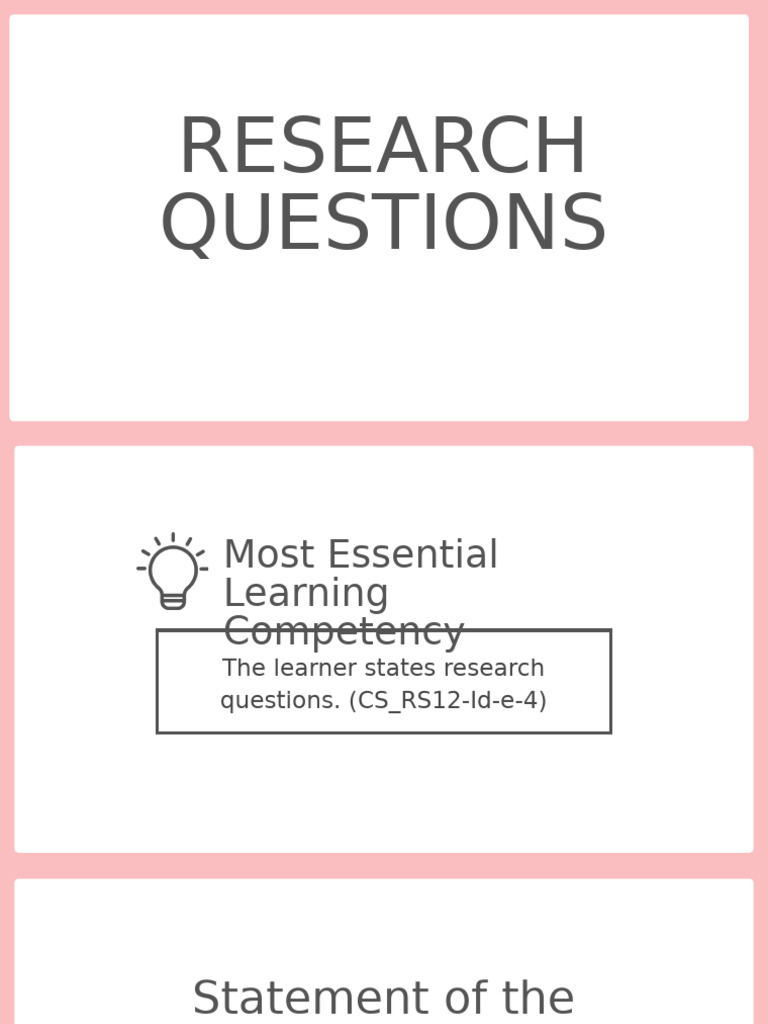 Q1 Lesson 8 9 Research Questions and Conceptual Framework 3 | PDF