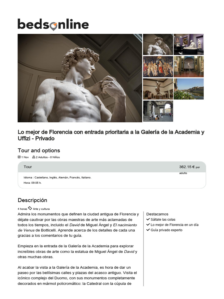 Lo Mejor de Florencia Con Entrada Prioritaria | PDF