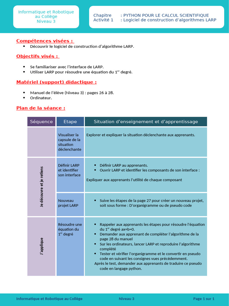 Fiche - Pédagogique - Python Activité11 | PDF