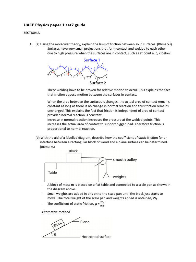 UACE Physics Paper 1 Set7 Guide | PDF
