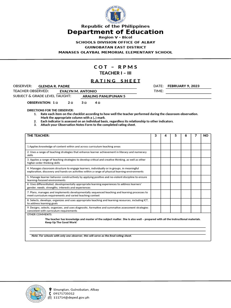 Inset Demo Ap 5 Cot | PDF