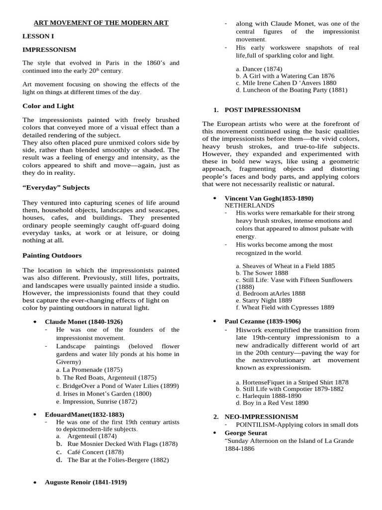 Art-Movement-of-the-Modern-Art | PDF