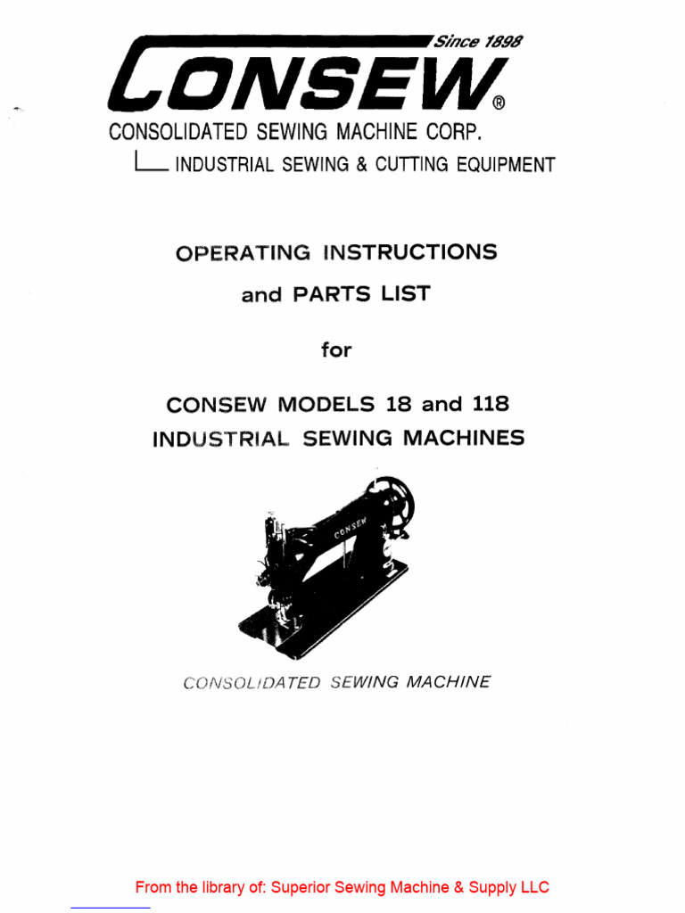 Consew Model 18 Manual | PDF