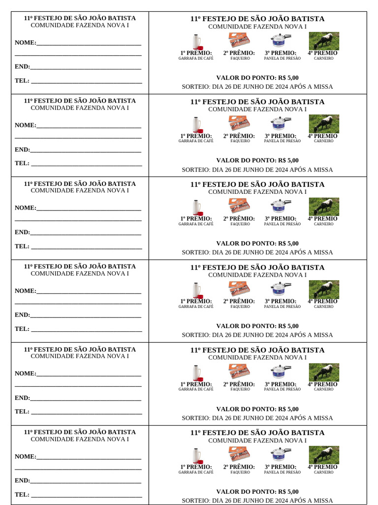 Rifa Dos Festejo de São João Batista | PDF
