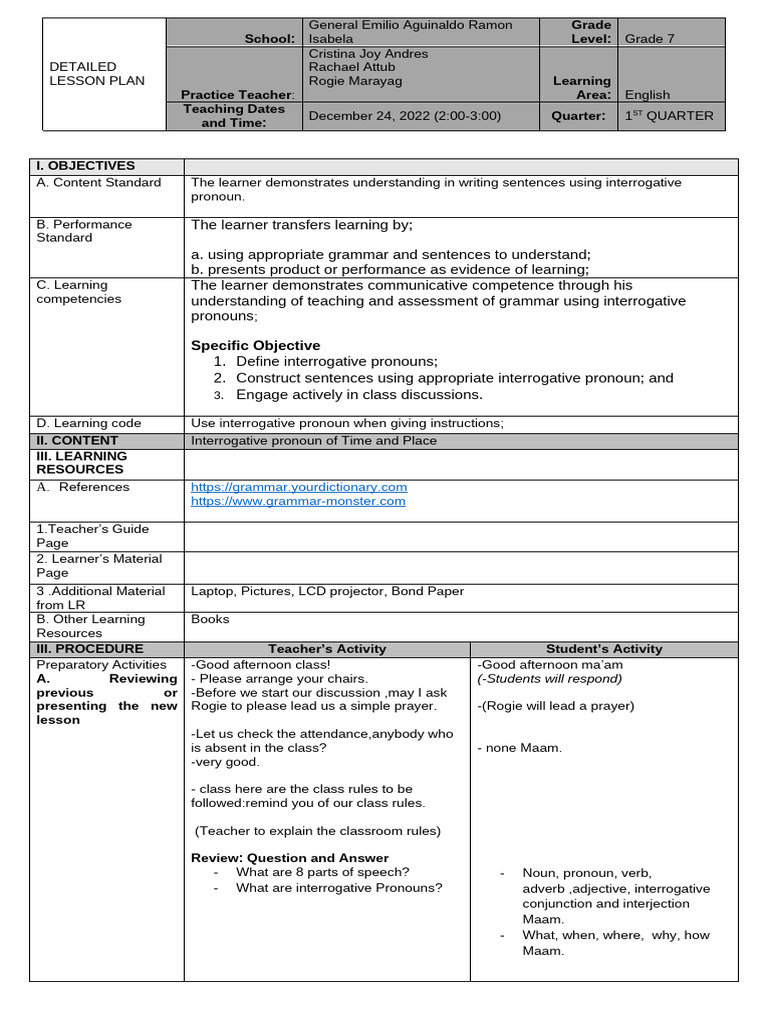 Sample DEPEd Lesson Plan 2 | PDF