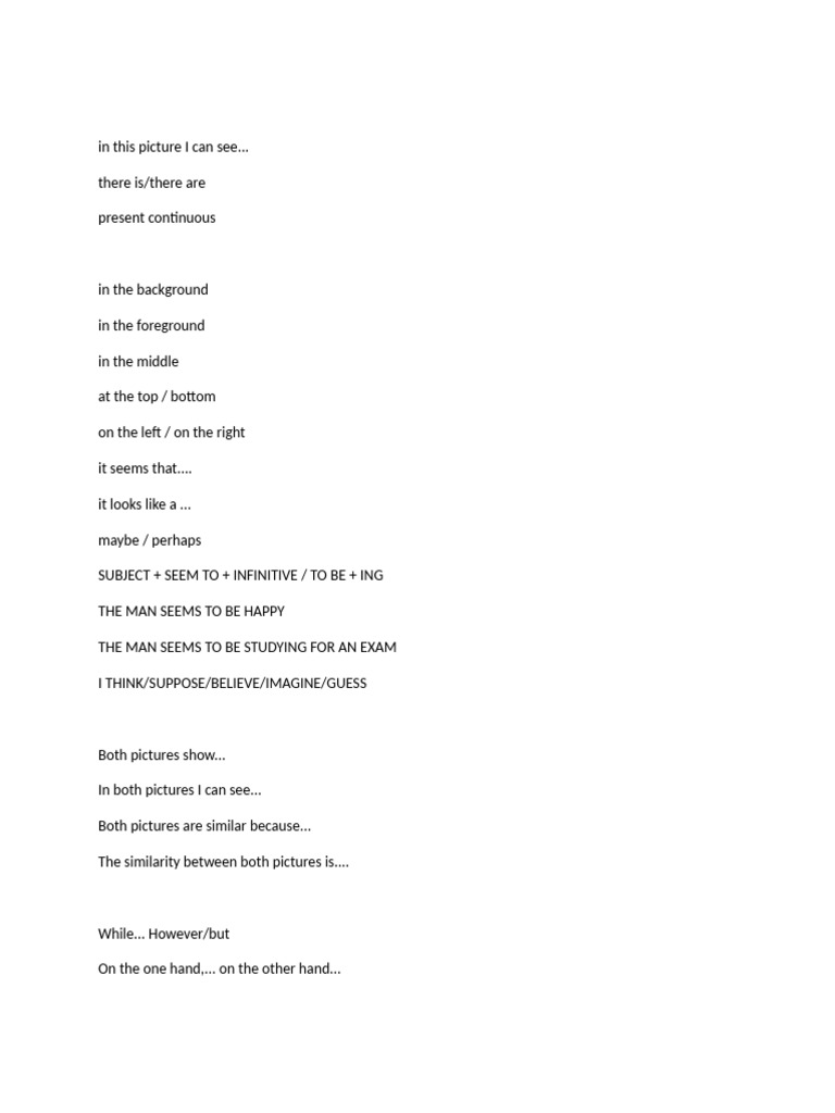 Describing and Comparing Pictures | PDF