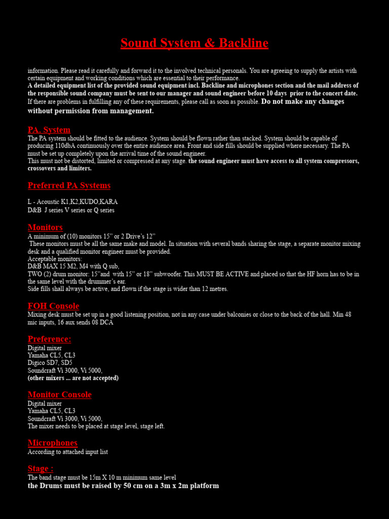 Technical Rider | PDF