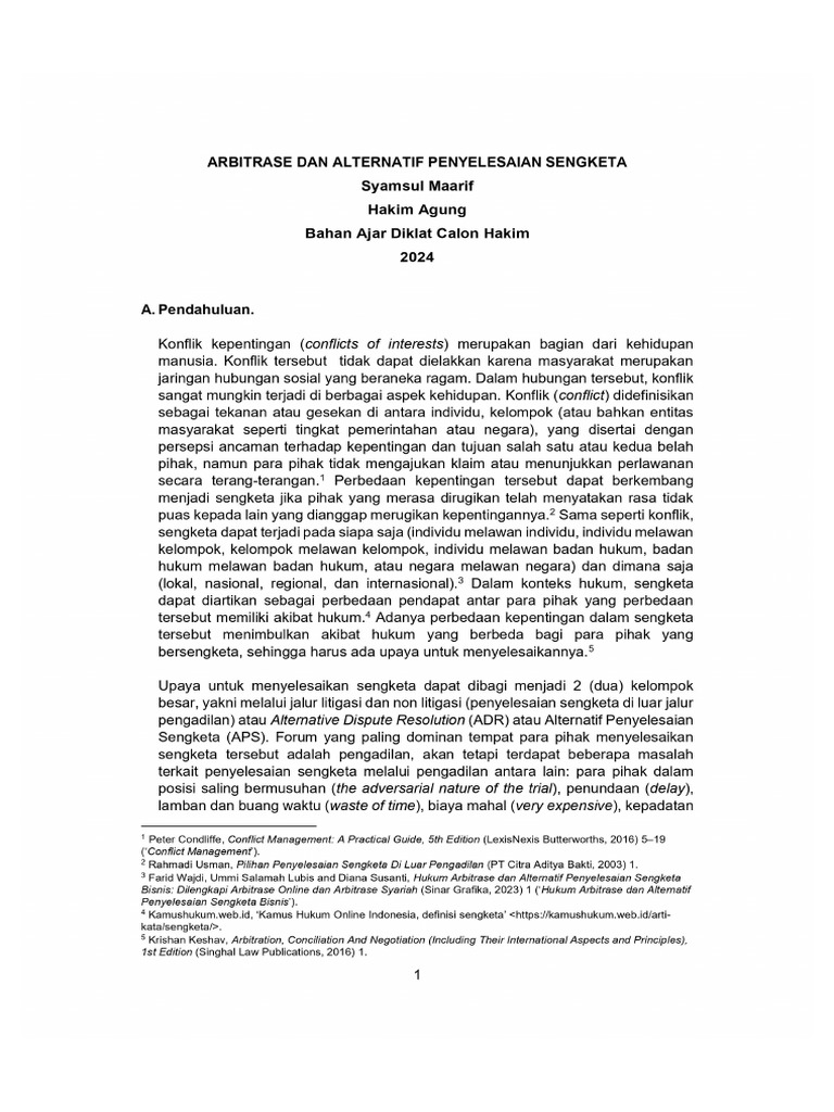 Arbitrase Dan APS Oleh Syamsul Maarif S.H., LL.M., Ph.D. | PDF
