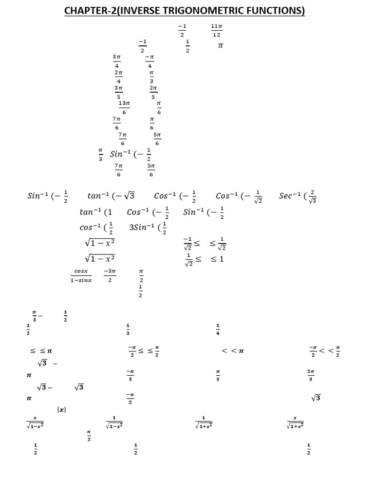 Inverse Trigonometric Functions (Extra Questions) | PDF | Trigonometric ...