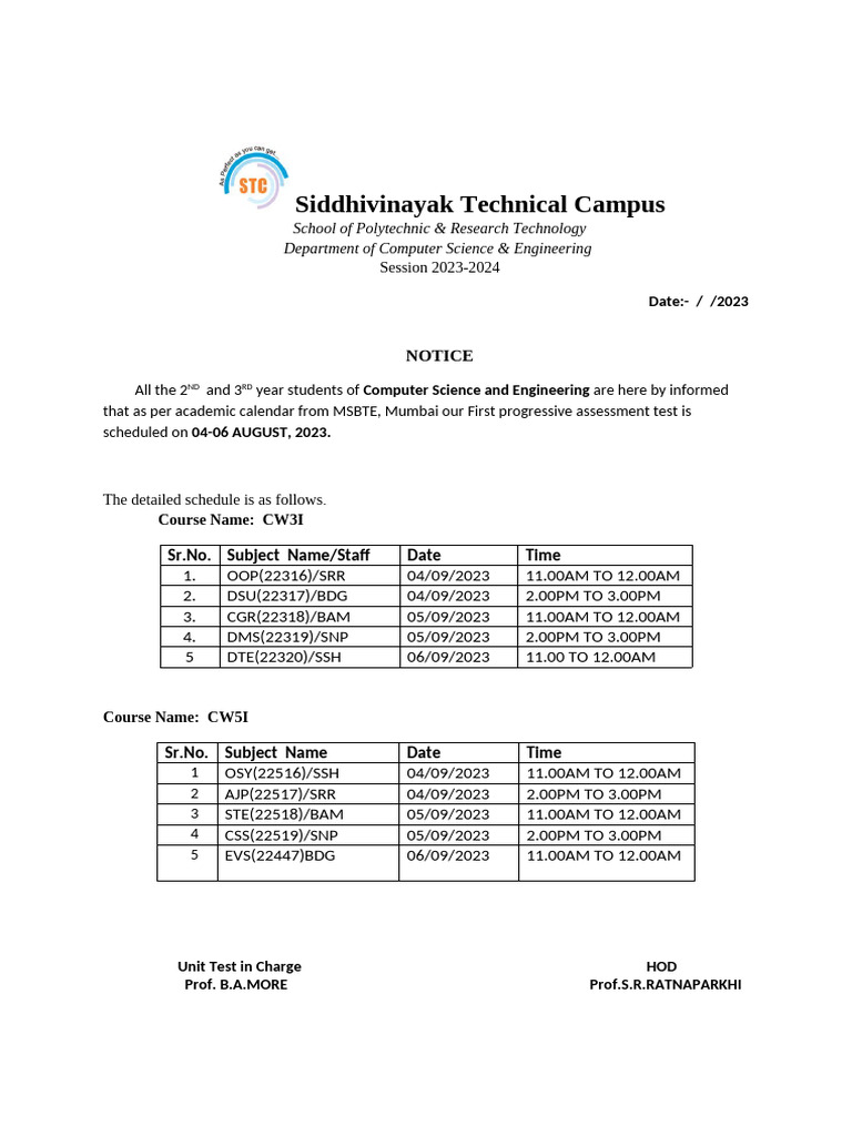 Student Notice | PDF