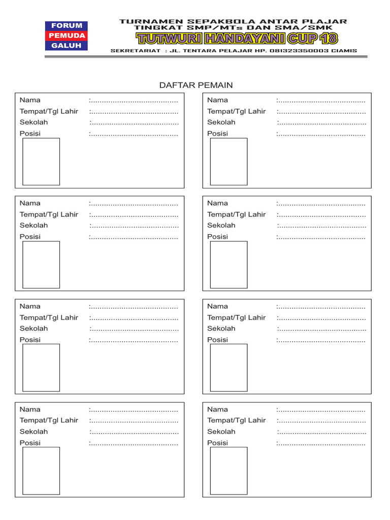 Blangko Daftar Pemain | PDF