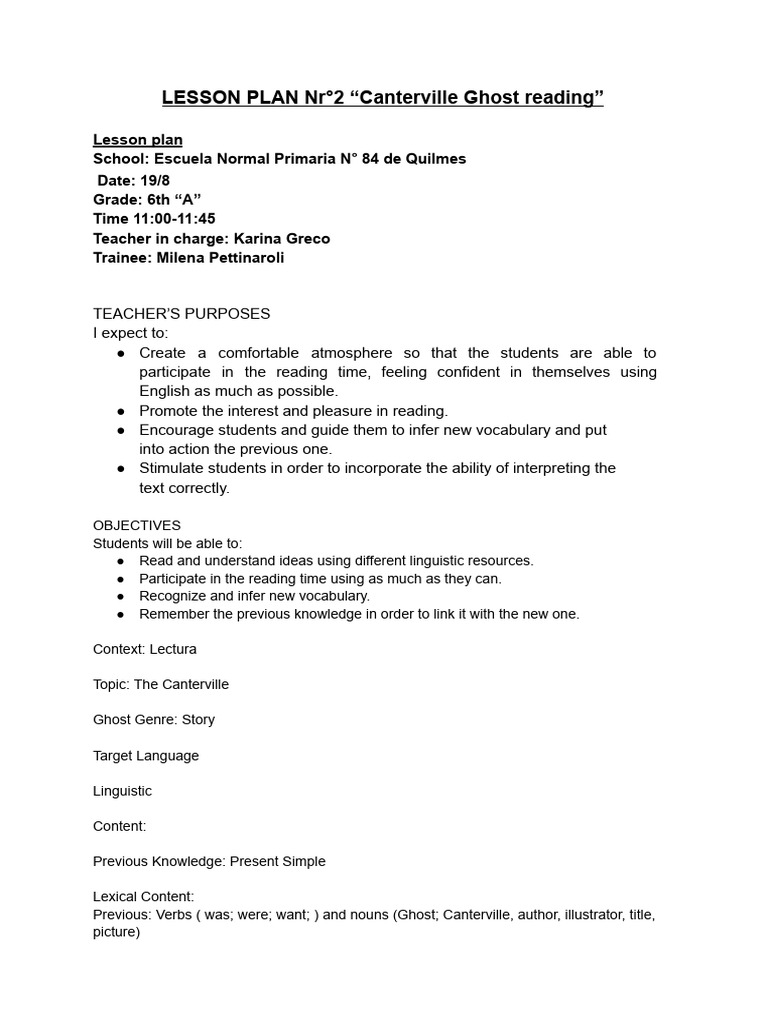 LESSON PLAN English Teacher Training Curse | PDF