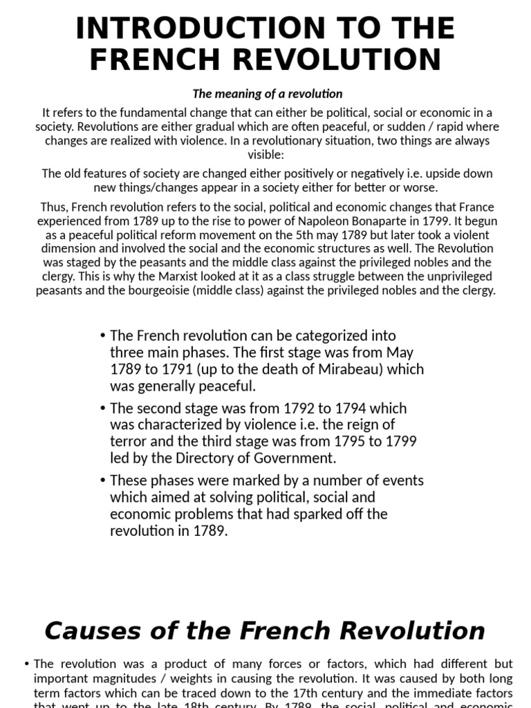 Introduction To The French Revolution | PDF