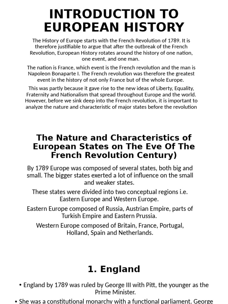 Introduction To European History | PDF