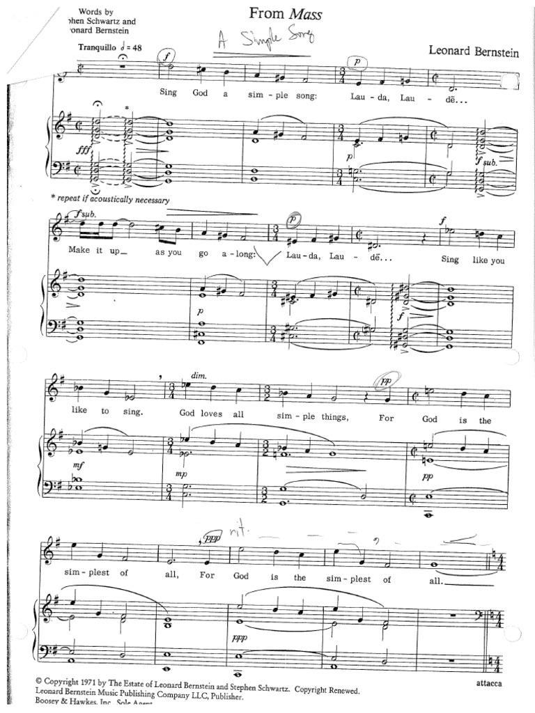 Leonard Bernstein Simple Song SheetMusic365 | PDF