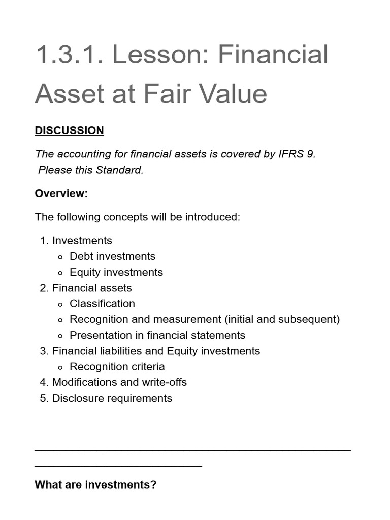 Financial Assets at Fair Value | PDF