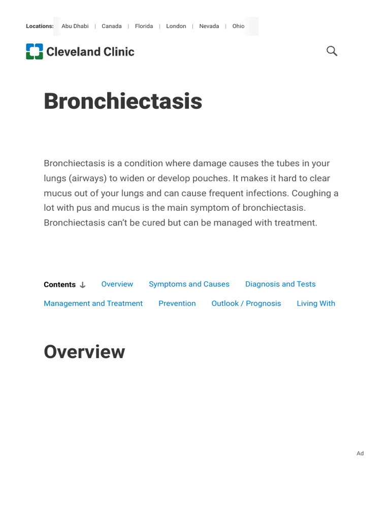 Bronchiectasis - Causes, Symptoms, Treatment & Prevention | PDF ...