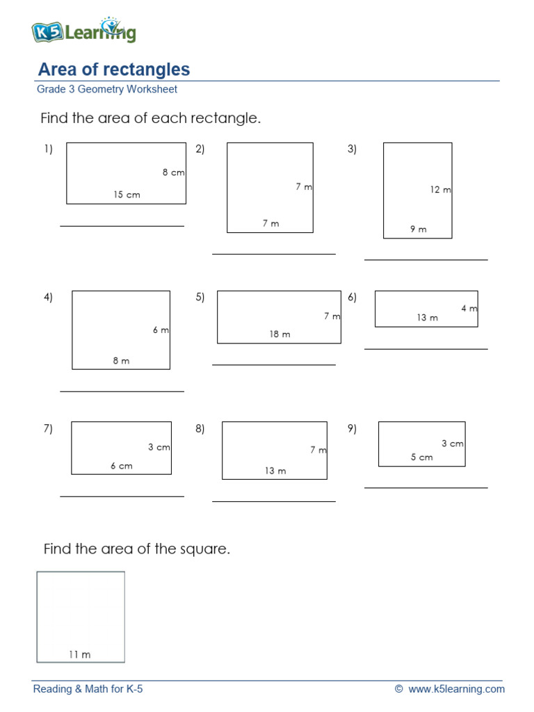 Grade 3 Geometry Area Rectangle C | PDF