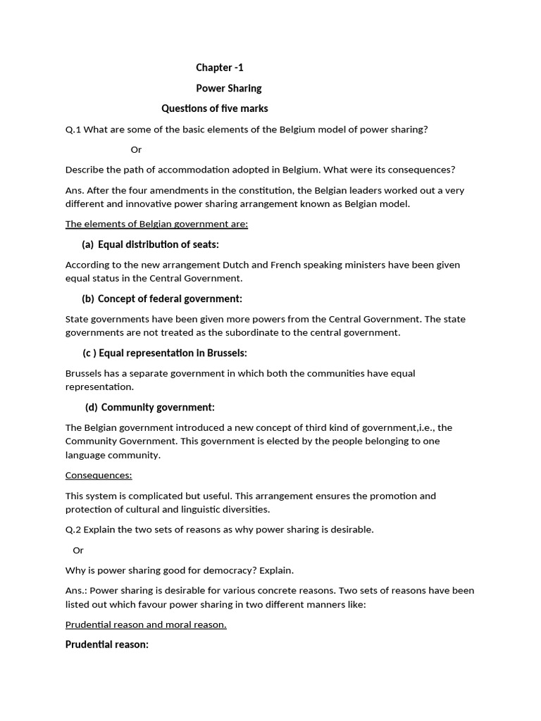Chapter 1 Power Sharing Solved | PDF