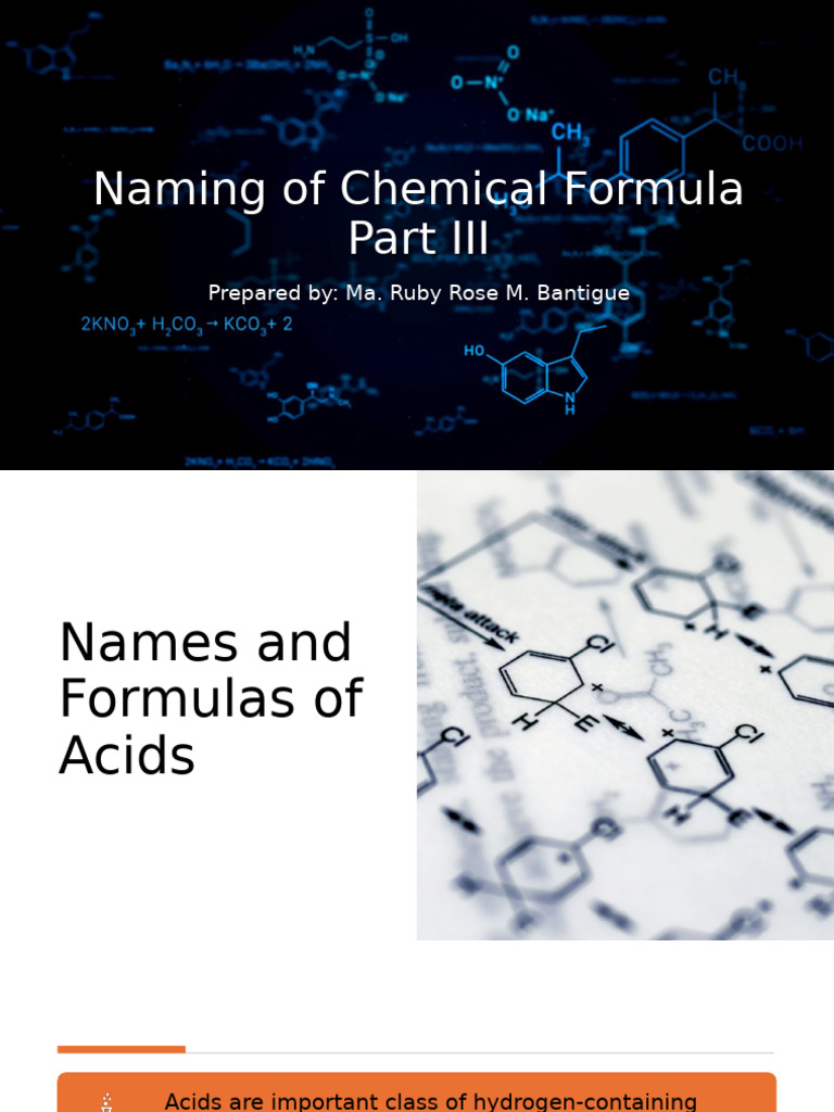 Naming of Chemical Formula Part III | PDF