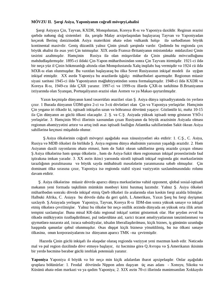 Şərqi Asiya | PDF