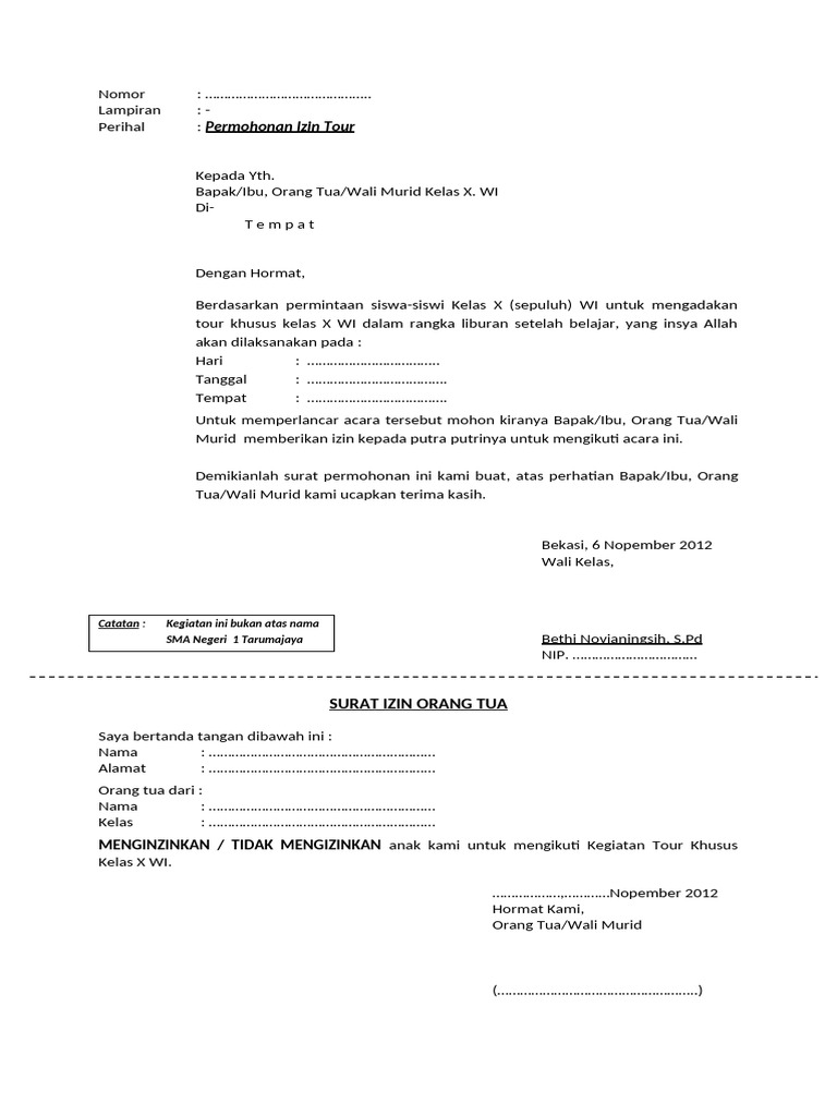Surat Ijin Tour | PDF