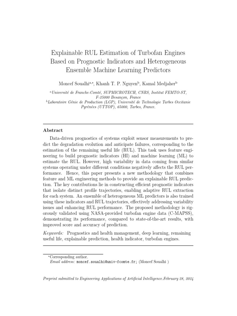 Explainable RUL Estimation of Turbofan Engines Based On Prognostic Indicators and Heterogeneous ...