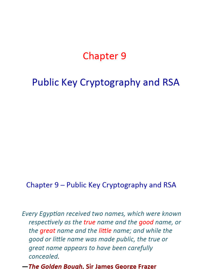 ch09 - Public Key Crypto and RSA | PDF